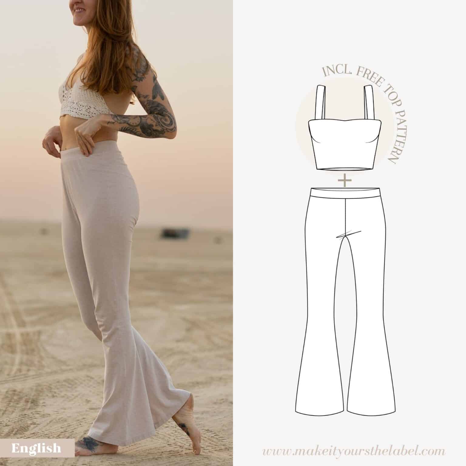 Bell Bottom Jersey Pants Pattern - english • Make it Yours