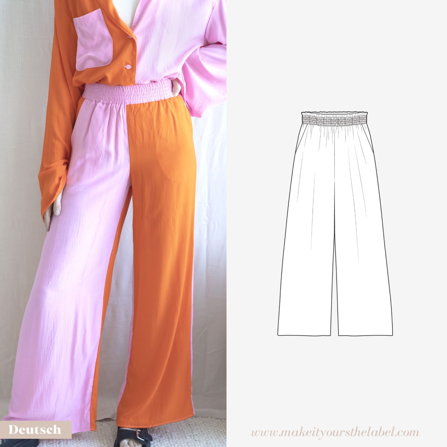 Fließende Palazzo Hose mit Gummibund Schnittmuster • Make it Yours