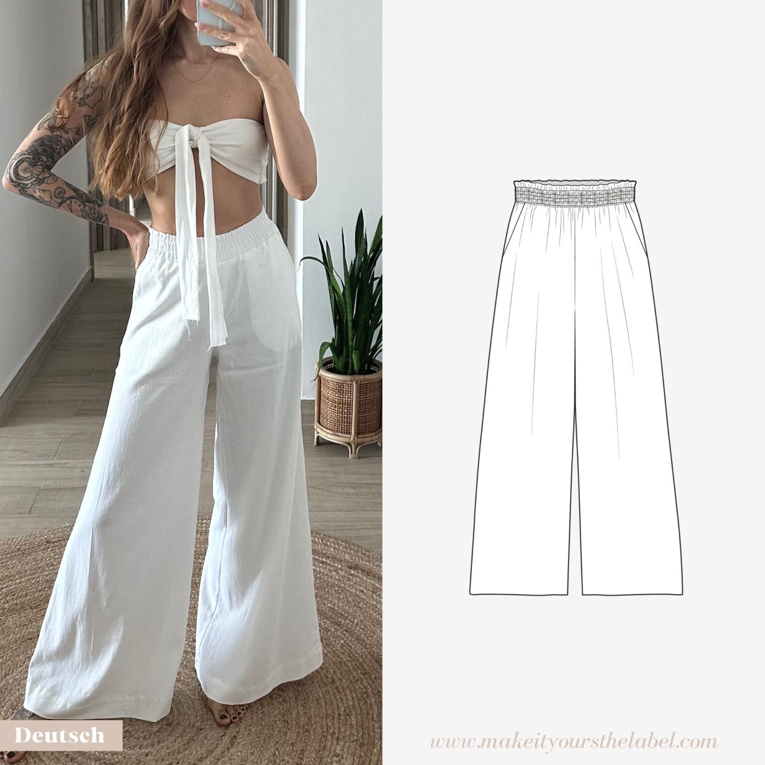 Fließende Palazzo Hose mit Gummibund Schnittmuster • Make it Yours