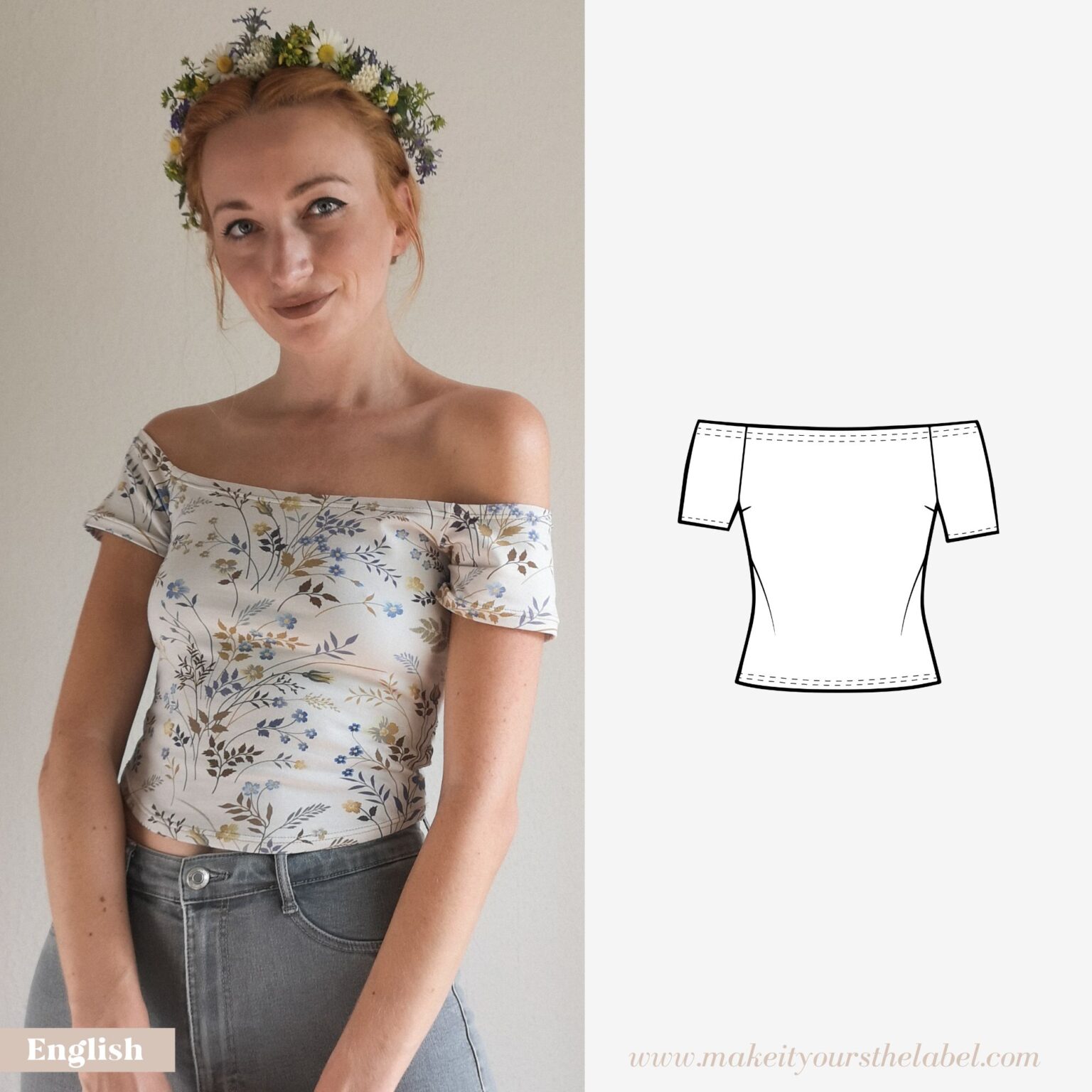 Off-Shoulder Crop Top Sewing Pattern • Make it Yours