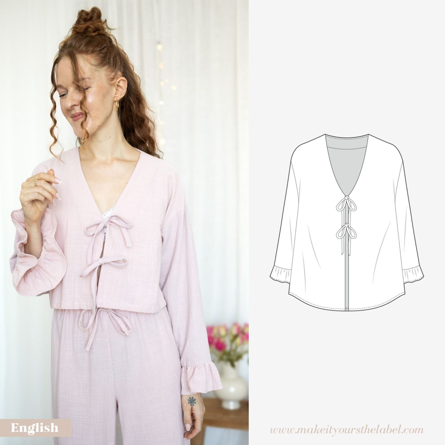 Ruffle Front Tie Blouse Sewing Pattern • Make it Yours