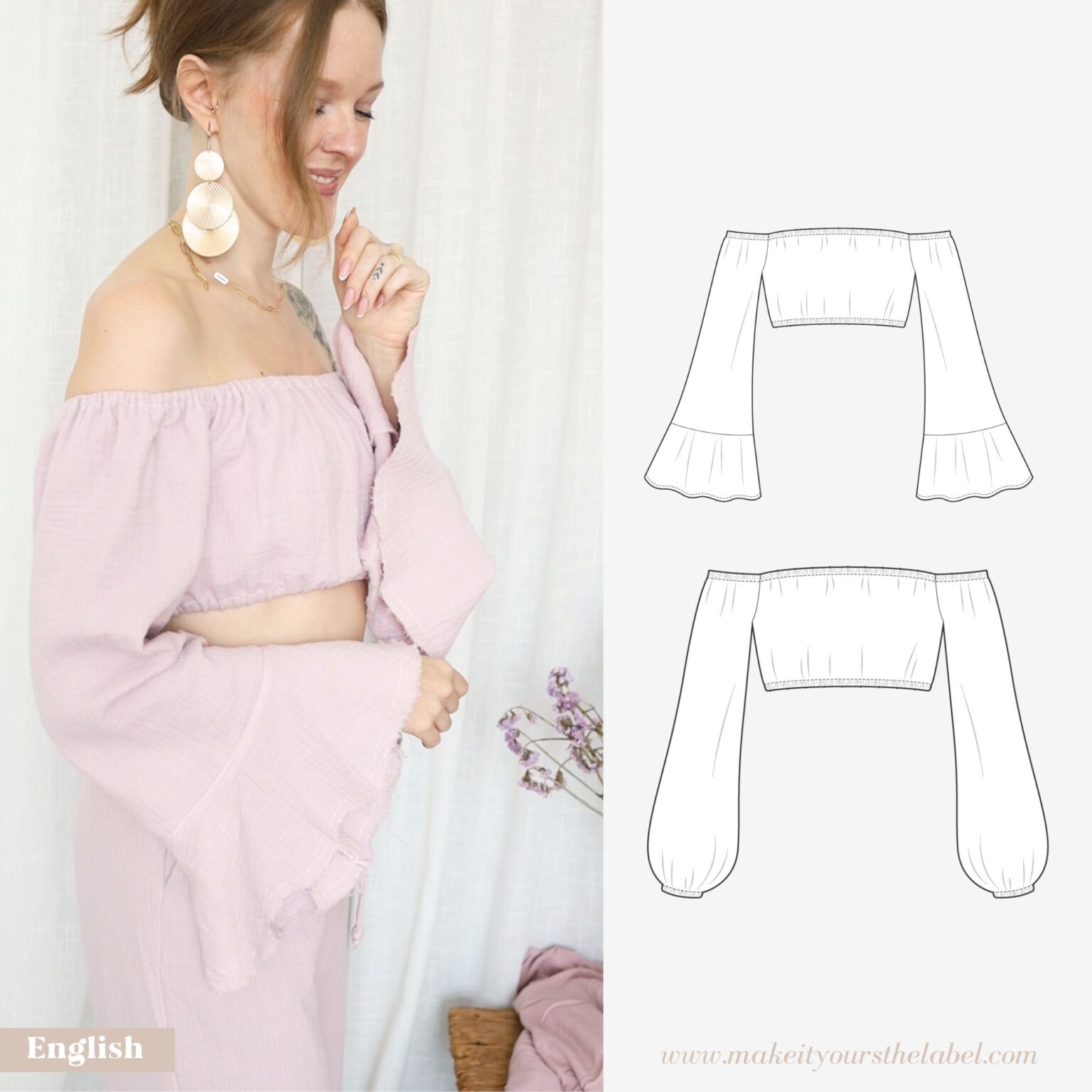 Off-Shoulder Long Sleeve Top • Make it Yours